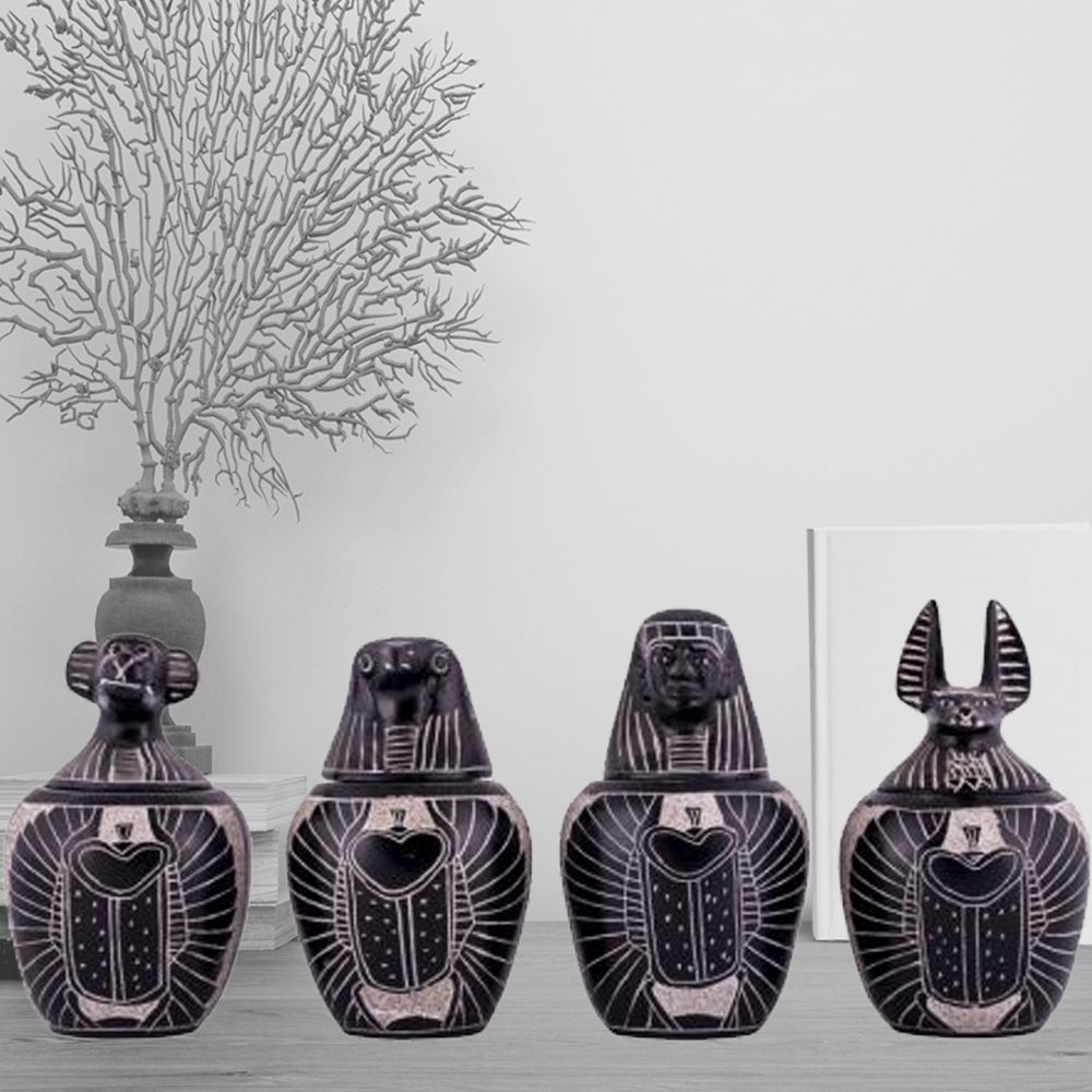 Set Of 4 Egyptian Canopic Jars Ancient Egypt Burial