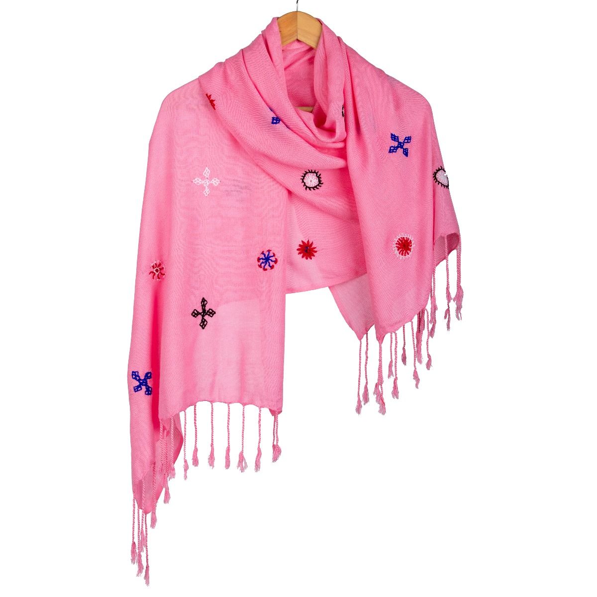 Pink Shawl | Cotton Shawl | Fringed Shawl